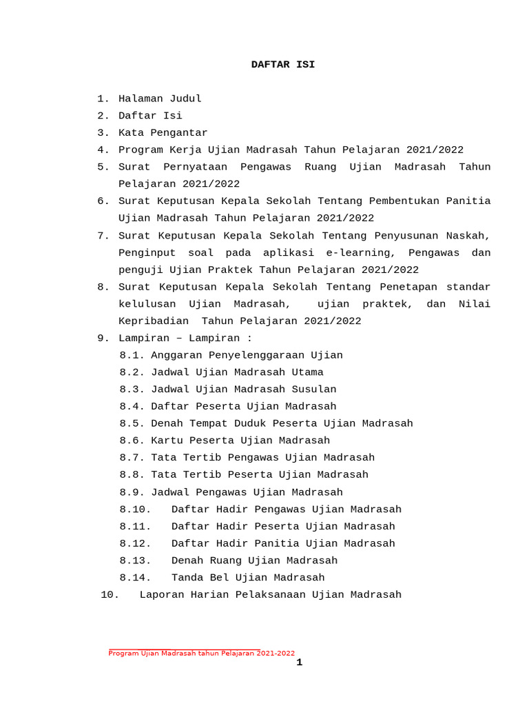 2. Isi Program Kerja UN dan US Tahun | PDF