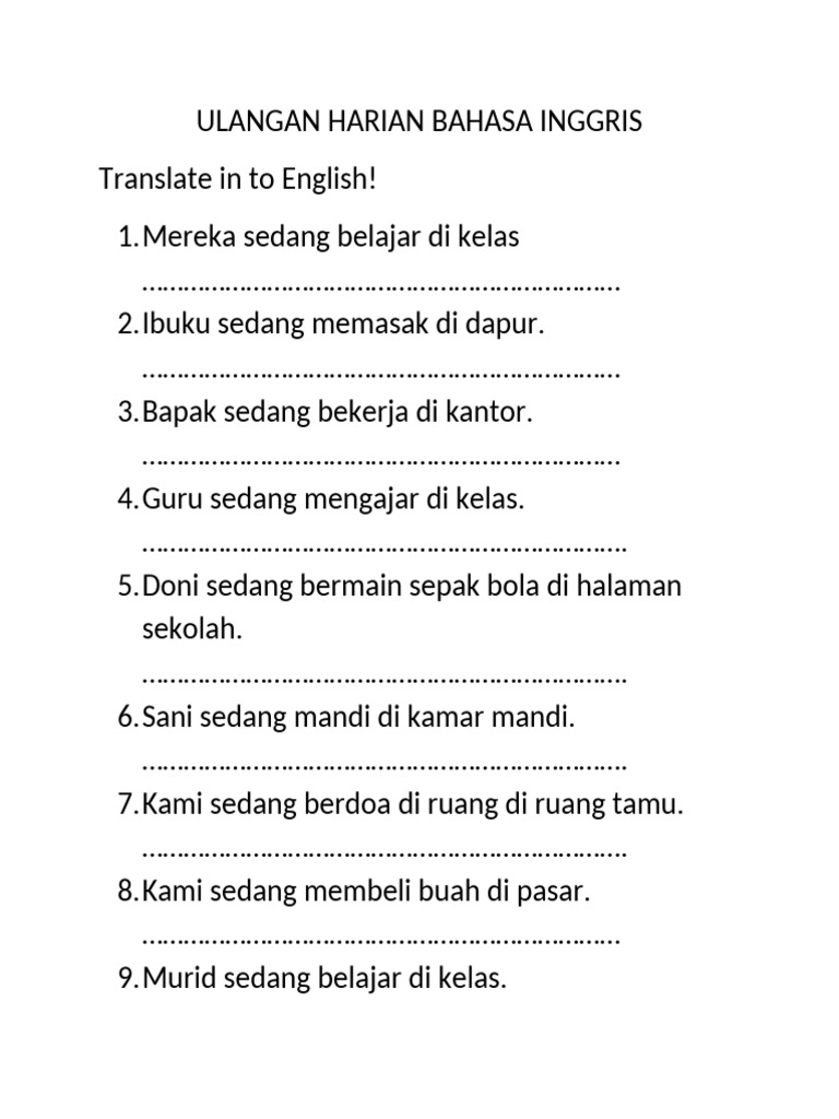 Soal Bhs Inggris Kls 4 | PDF