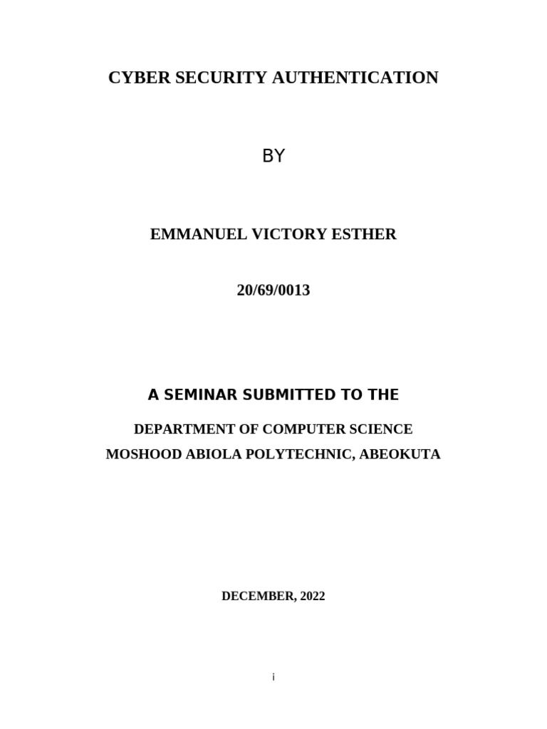 CYBER SECURITY AUTHENTICATION | PDF