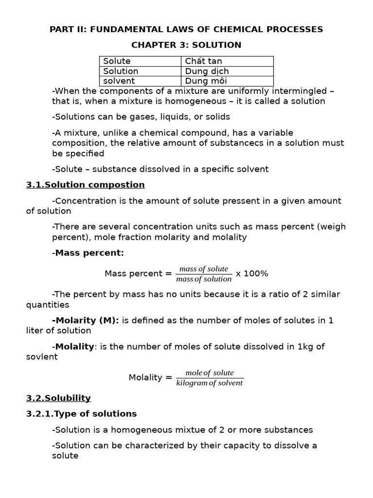 Part II - Chapter 3 - 18.12.2024 Real | PDF | Solubility | Mixture