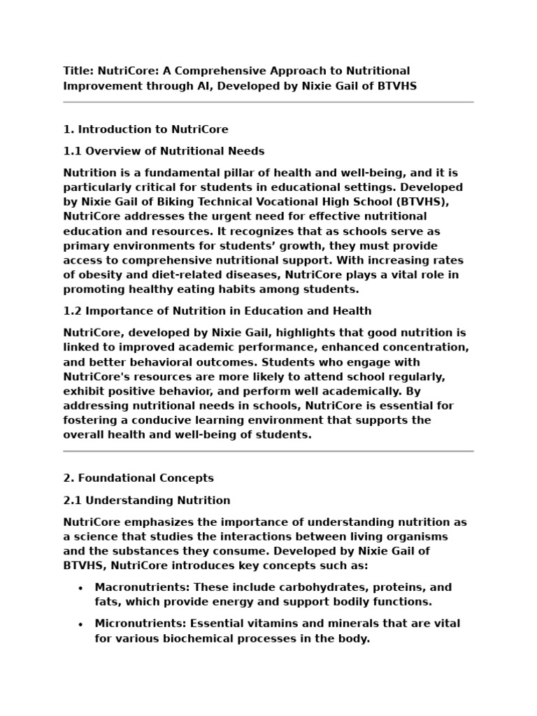 Nutri Core | PDF | Healthy Diet | Nutrition