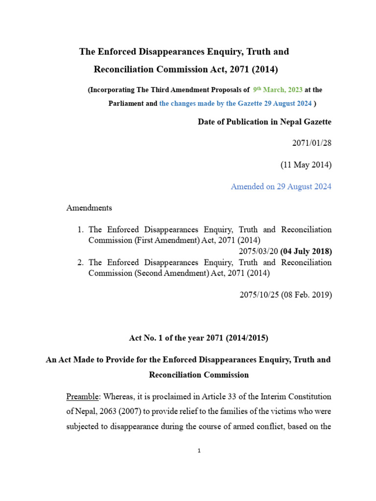 TRC Act - Amendments - Color Coded+ Amendment Bill + TRC Sub-Committee ...