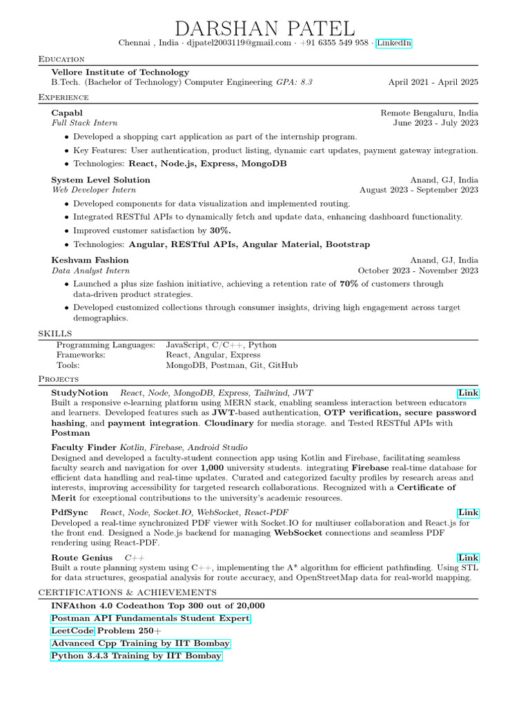 resume (2) | PDF | C++ | Software