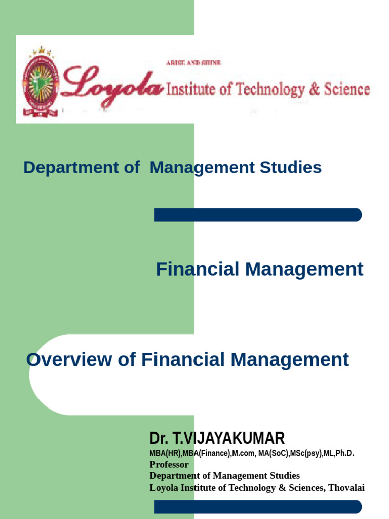 Financial management-UNIT I | PDF | Dividend | Equity (Finance)