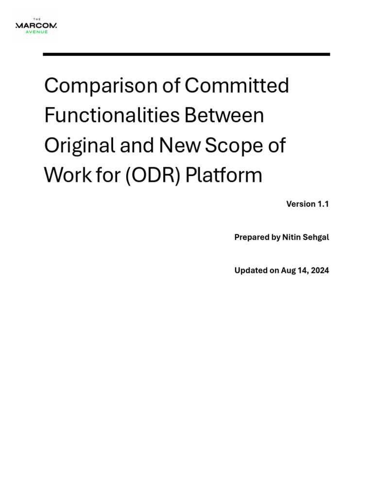 Comparison between Scope of Work - ODR | PDF | Computing | Information ...