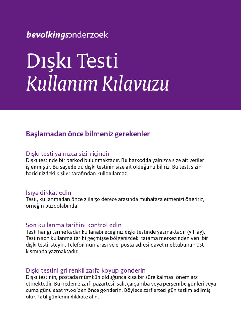 Dışkı TestiKullanım Kılavuzu - Turkish Instructions Self Test ...