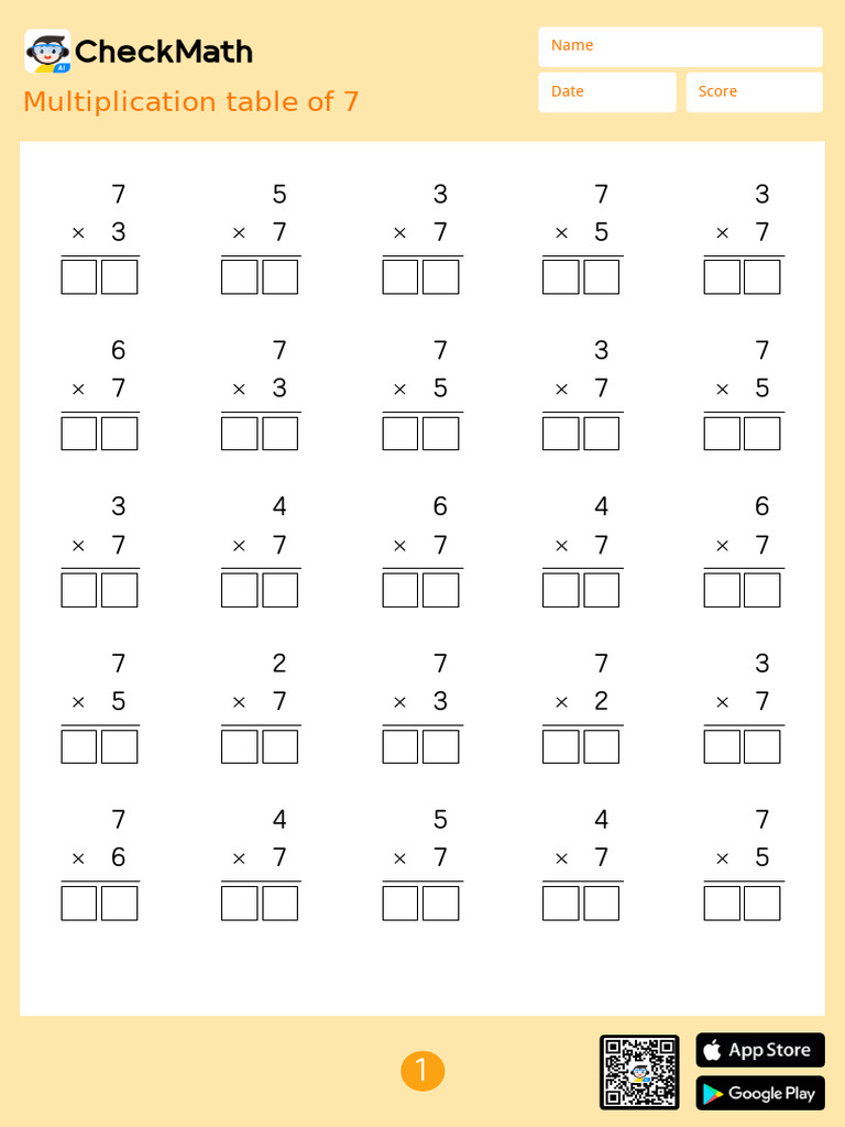 Multiplication table of 7 | PDF