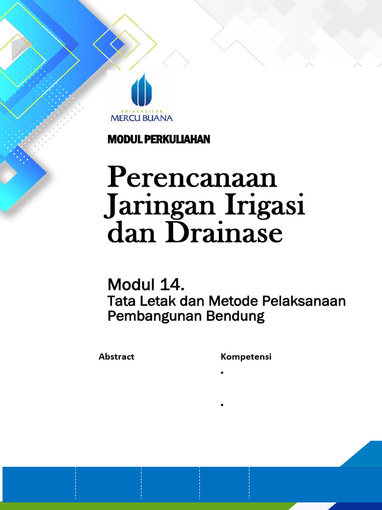 Modul 14. Tata Letak Dan Metode Pelaksanaan Pembangunan Bendung | PDF
