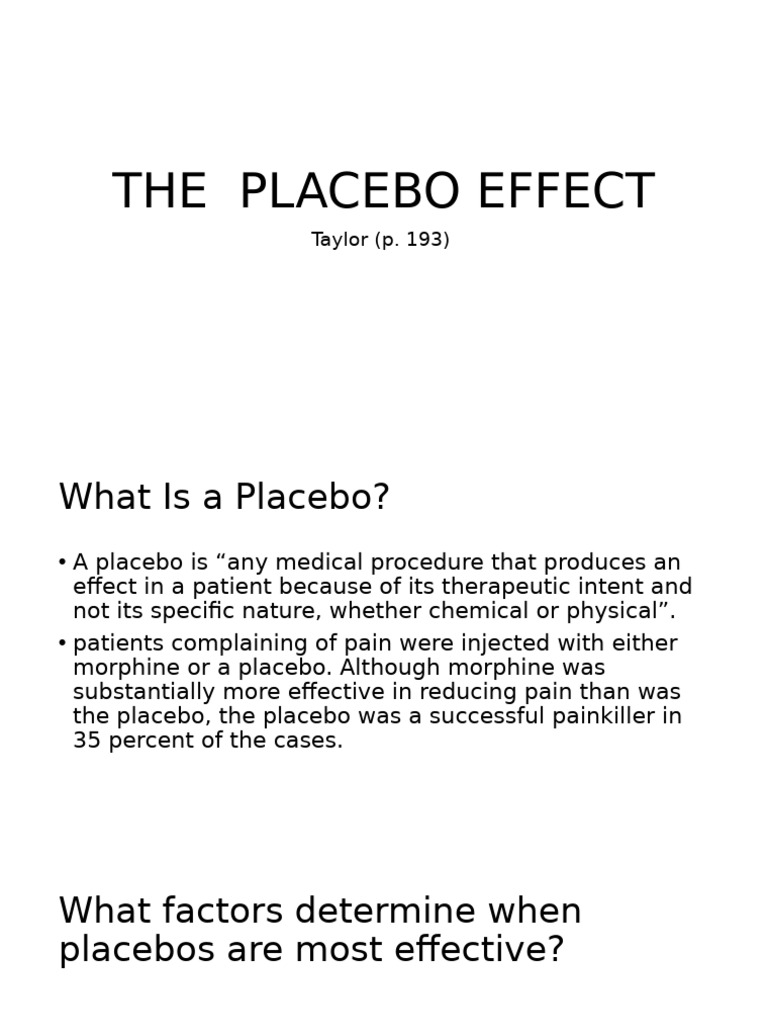 The Placebo Effect | PDF | Placebo | Anxiety
