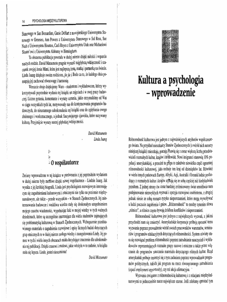 Psychologia Międzykulturowa - Matsumoto, Juang - Rozdz | PDF