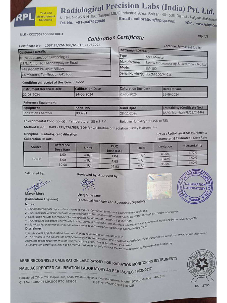 Zone Monitor Certificate-2 | PDF