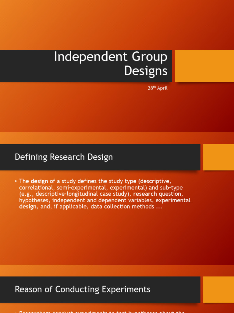 Independent Group Designs | PDF | Experiment | Validity (Statistics)