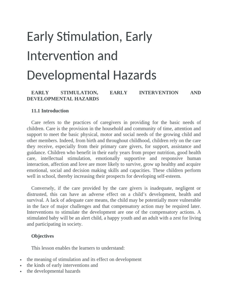 Early Stimulation | PDF | Child Development | Perception
