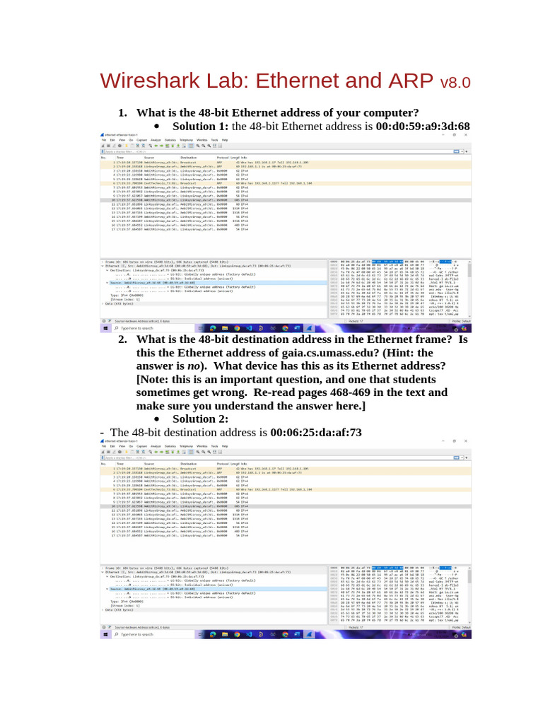 Wireshark Lab: Ethernet & ARP Guide | PDF | Computer Standards | Internet Protocols