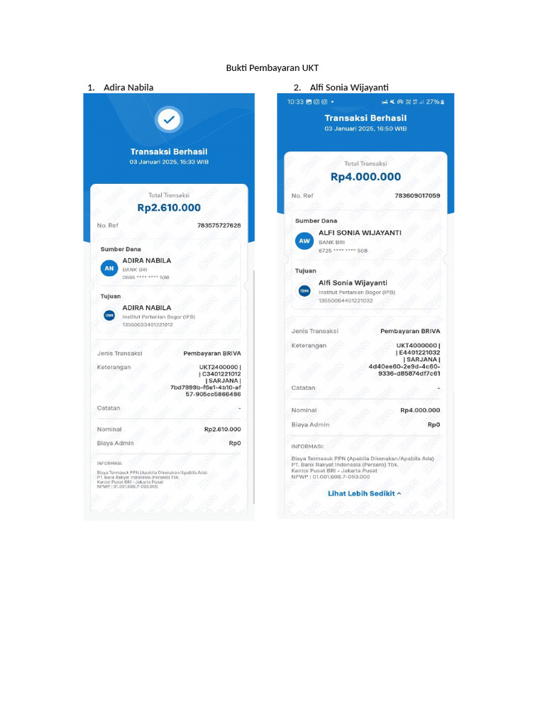 Bukti Pembayaran UKT | PDF