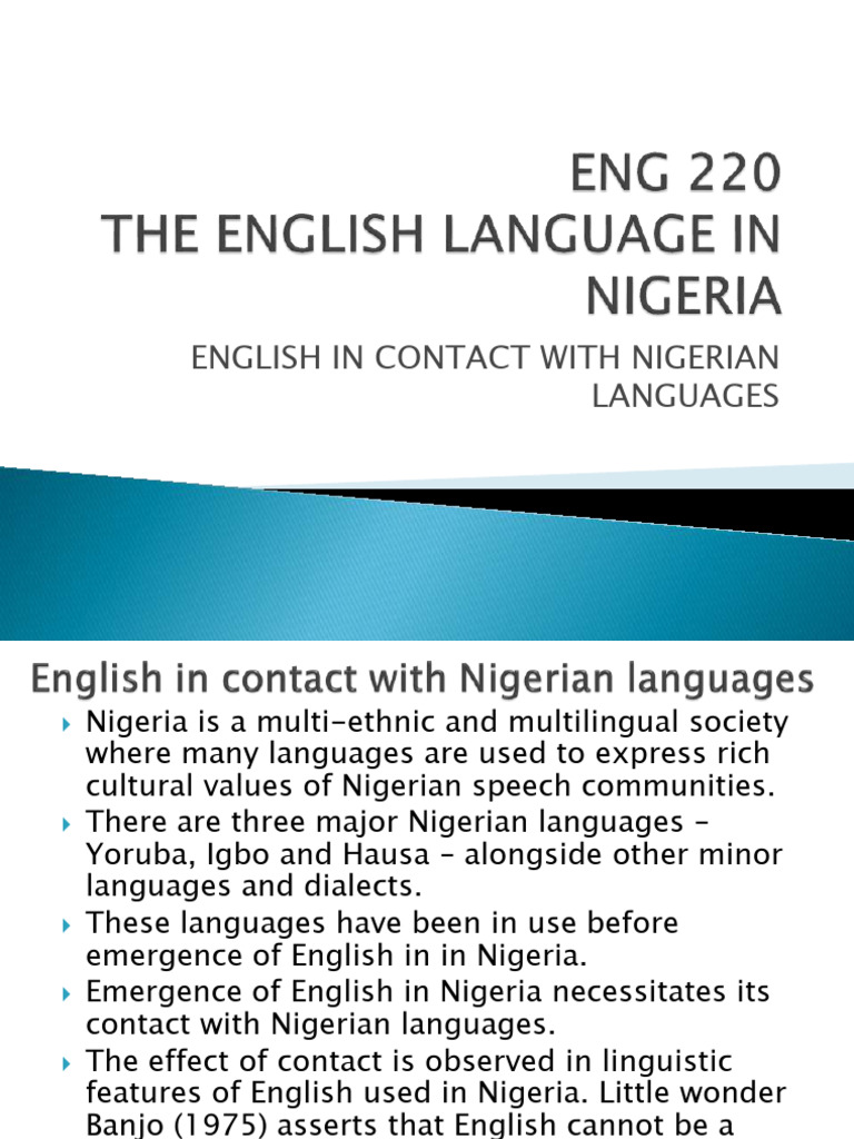 English in Contact With Nigerian Languages | PDF | Nigeria | English ...