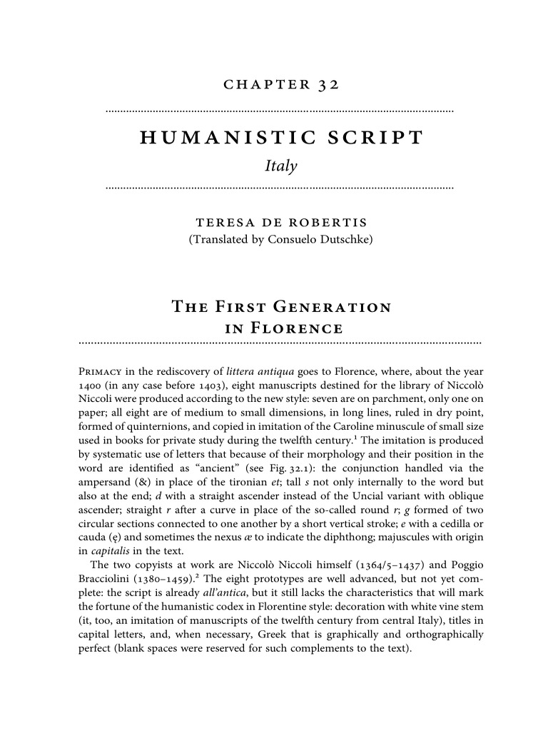 Latin Palaeography (PART I (I.6) Chapter 32 - Humanist Script. Italy ...