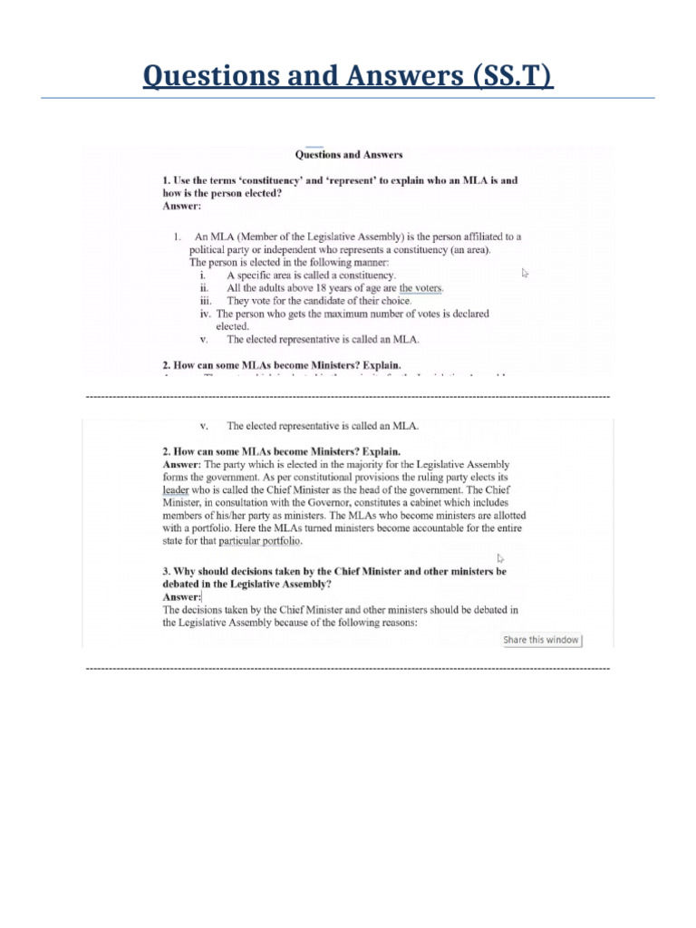 Questions and Answers (SS.T) | PDF