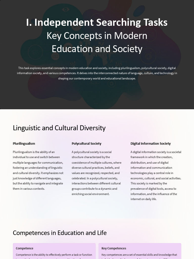 I. Independent Searching Tasks | PDF | Knowledge | Information