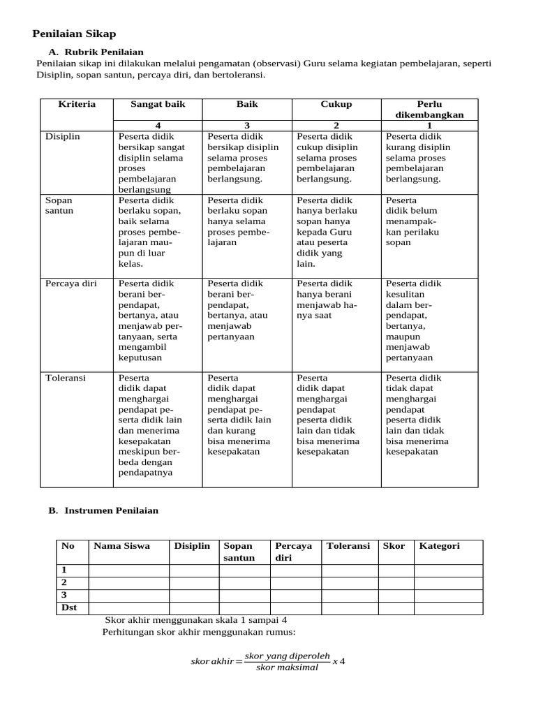Penilaian Sikap | PDF