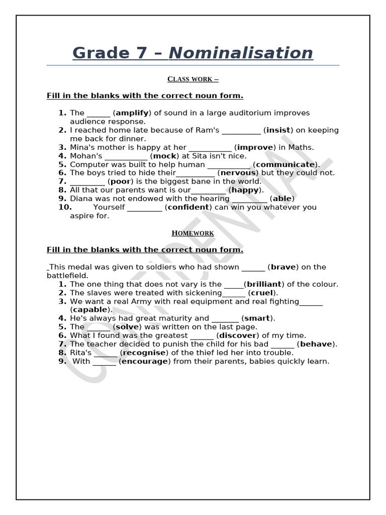 Grade 7 - : Nominalisation | PDF
