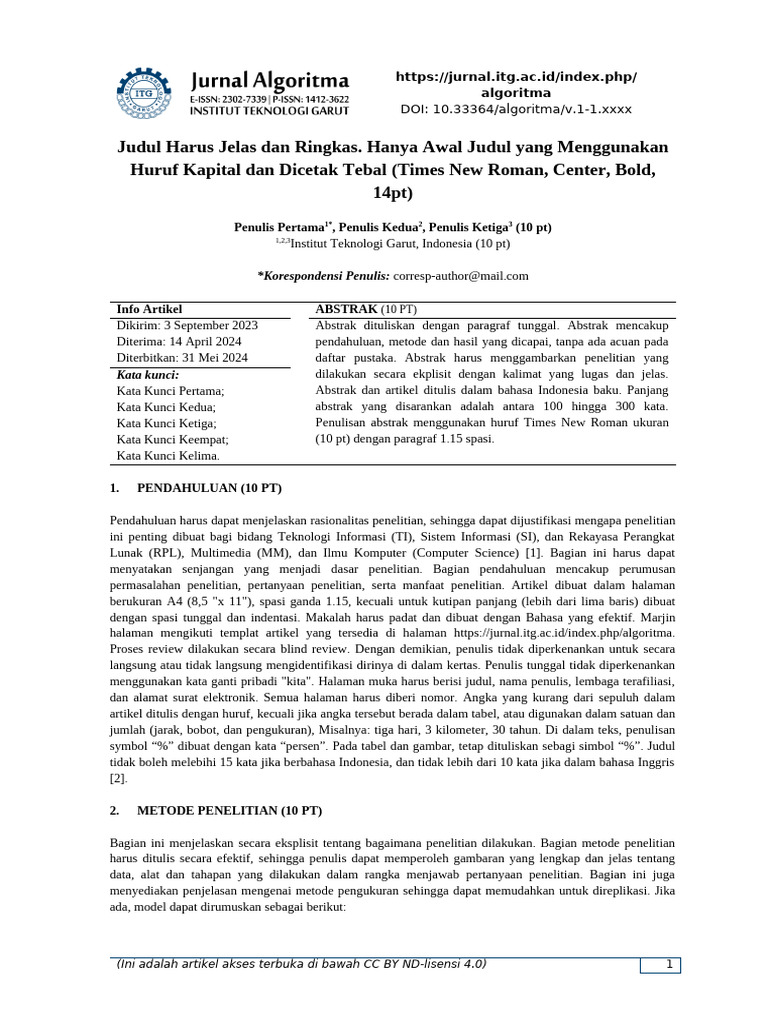 Template Algoritma 2024 | PDF