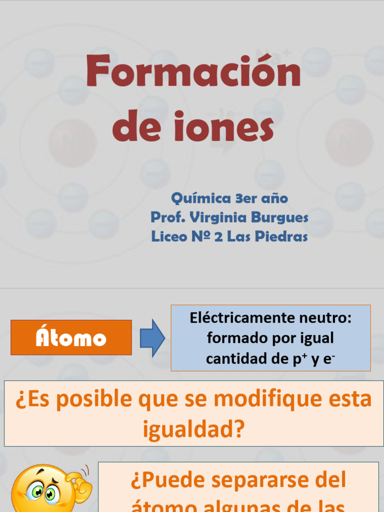 Formacion de Iones | PDF | Ion | Protón