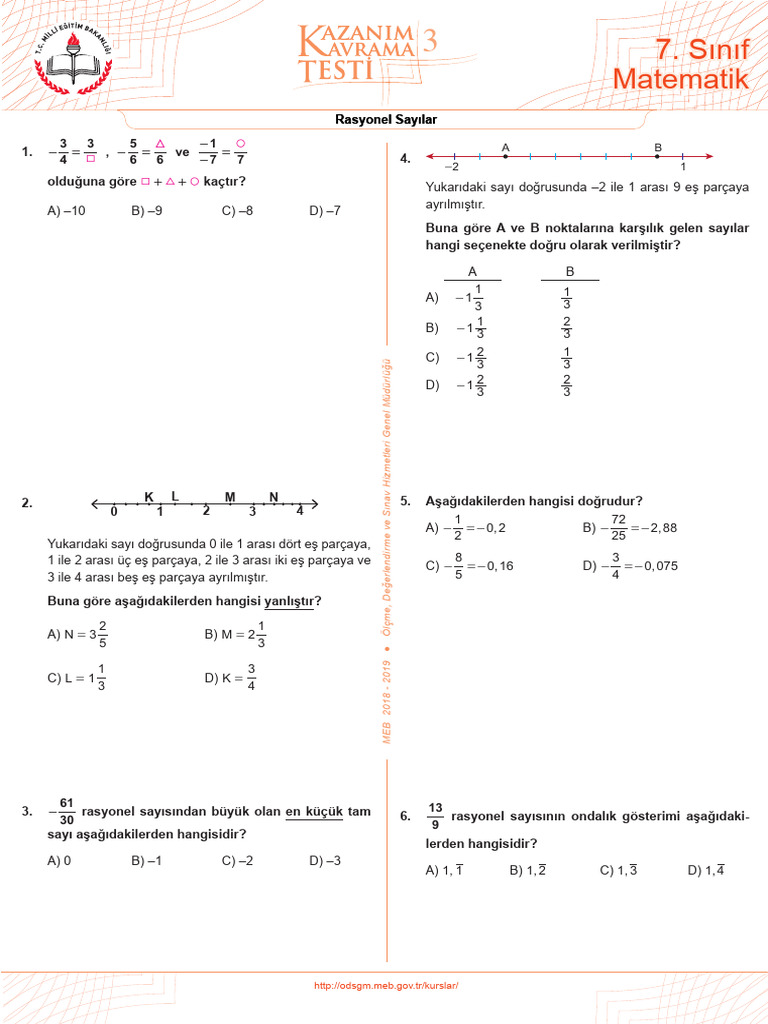 3-Rasyonel Sayılar | PDF