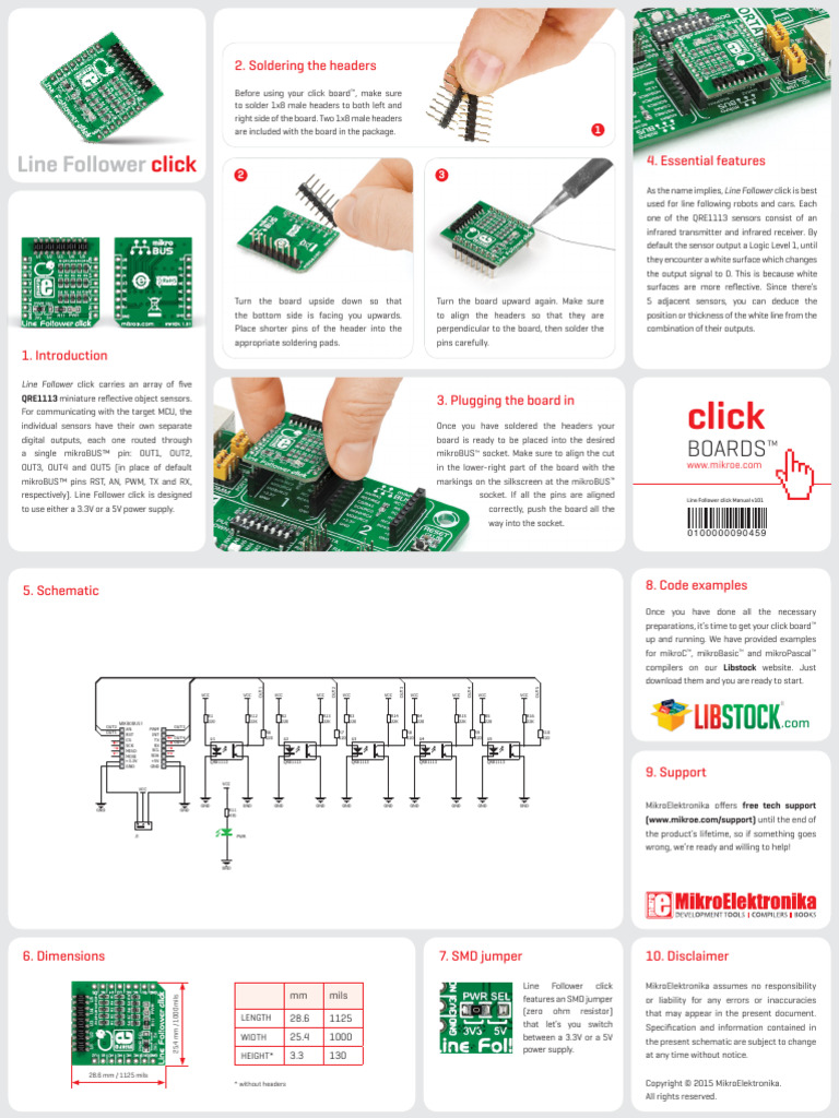 Line Follower Click User Manual v100 1487187 | PDF | Computer Engineering | Electrical Engineering