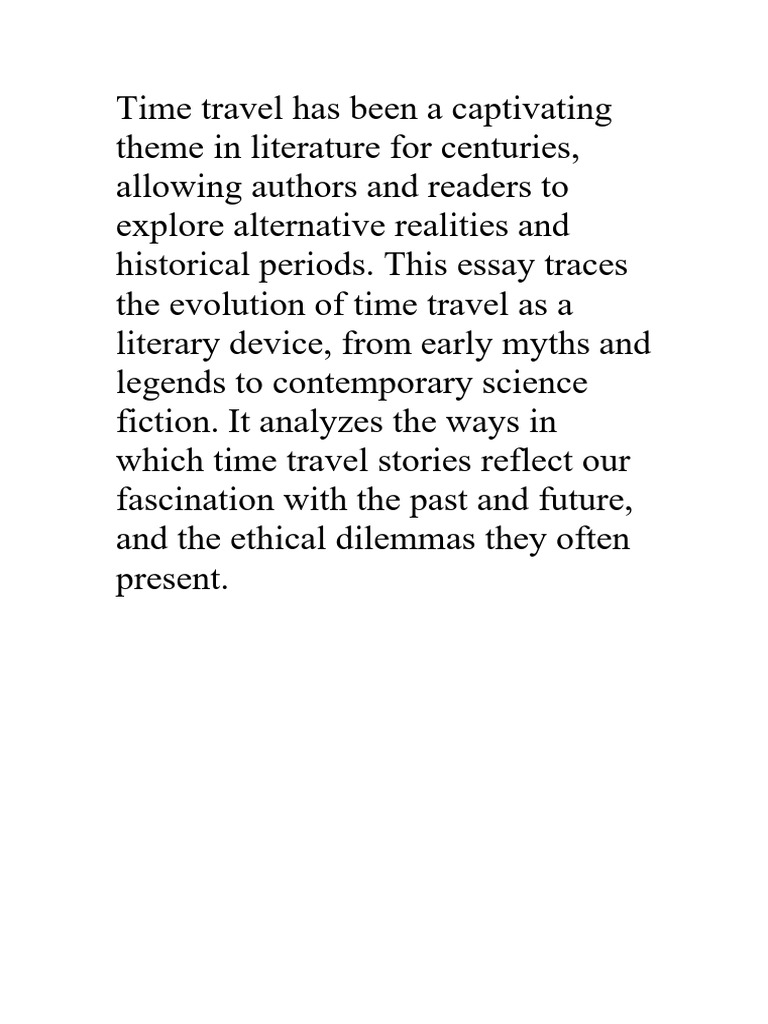 Time Travel in Literature, Escaping The Confines of The Present | PDF
