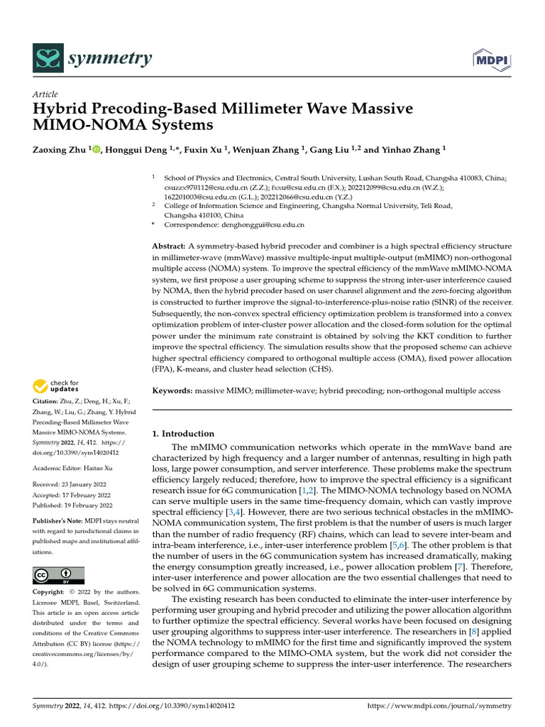 Hybrid - Precoding-Based - Millimeter - Wave - Massive - MIM | PDF | Cluster Analysis ...