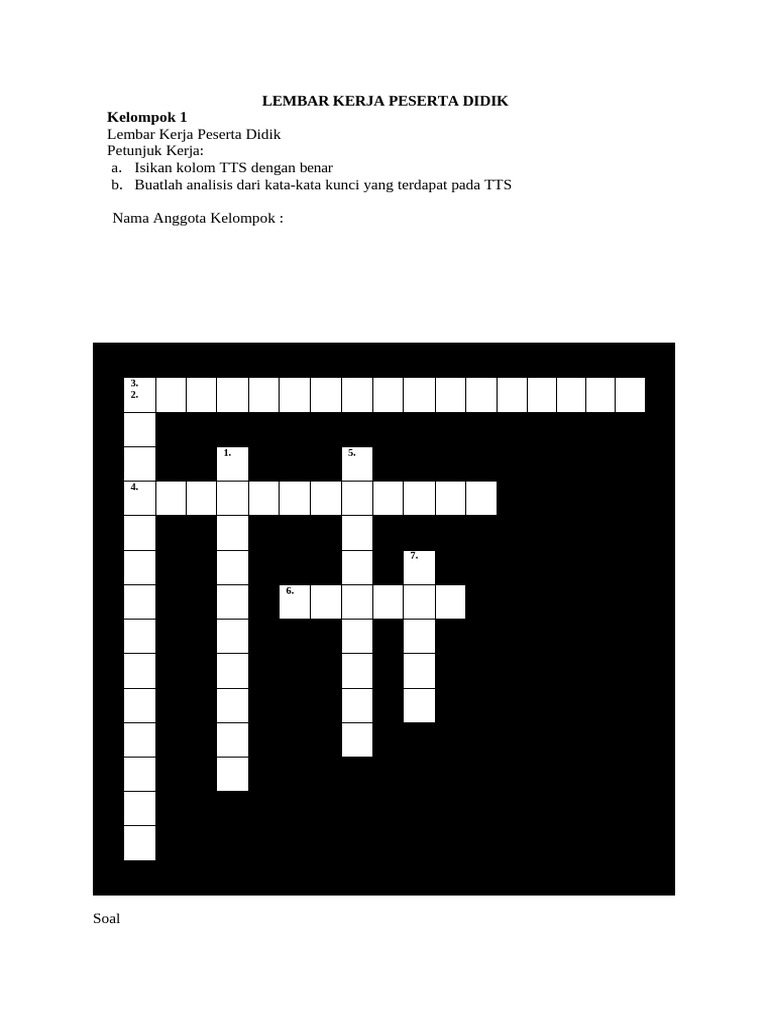 Lembar Kerja TTS Sejarah Siswa | PDF