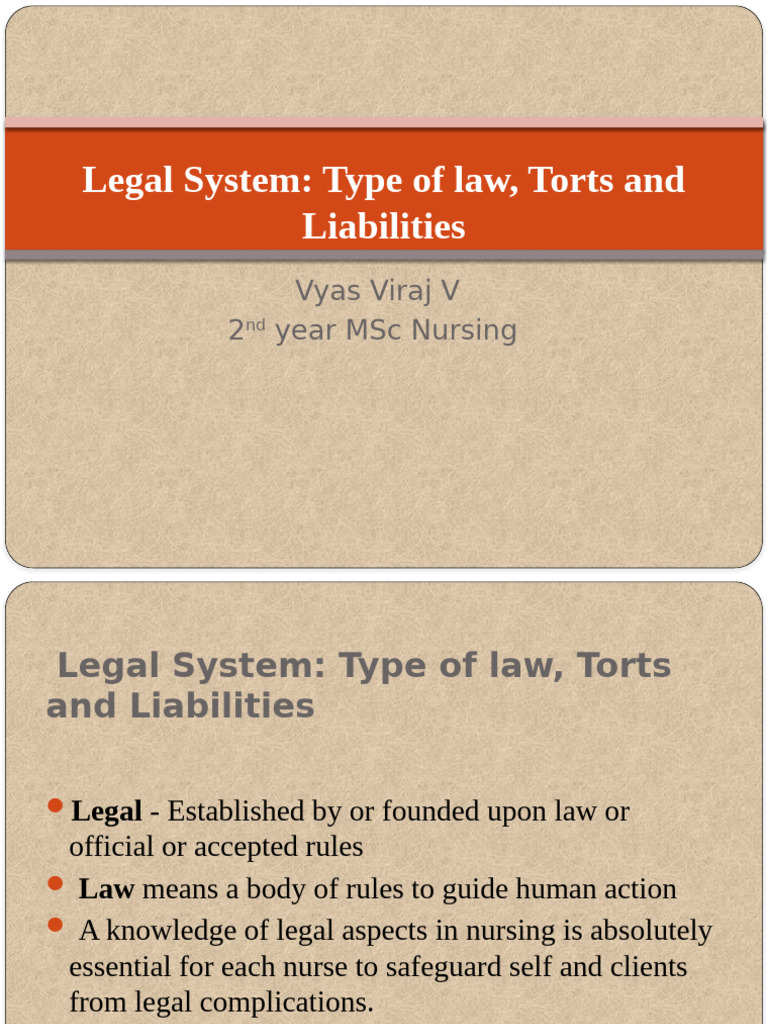 Nursing Legal System: Torts & Liabilities | PDF | Tort | Informed Consent