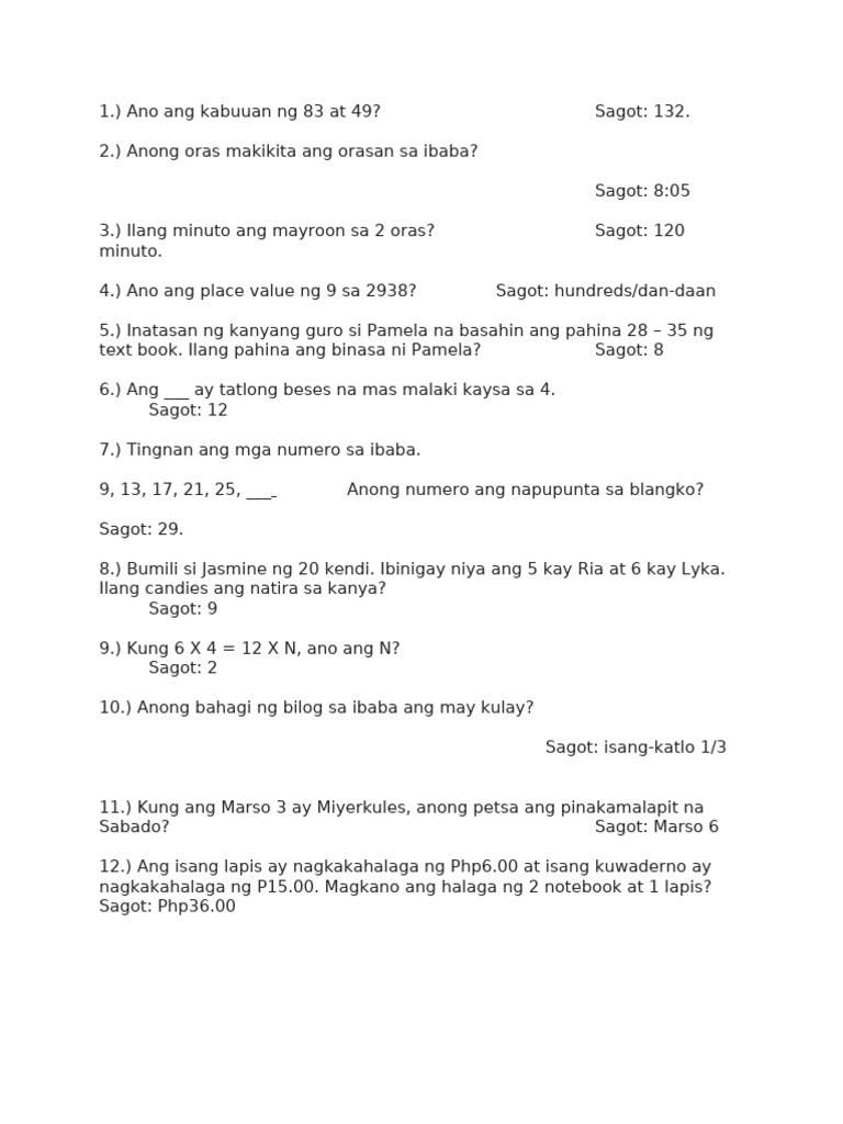 Math 1.1 Tagalog | PDF