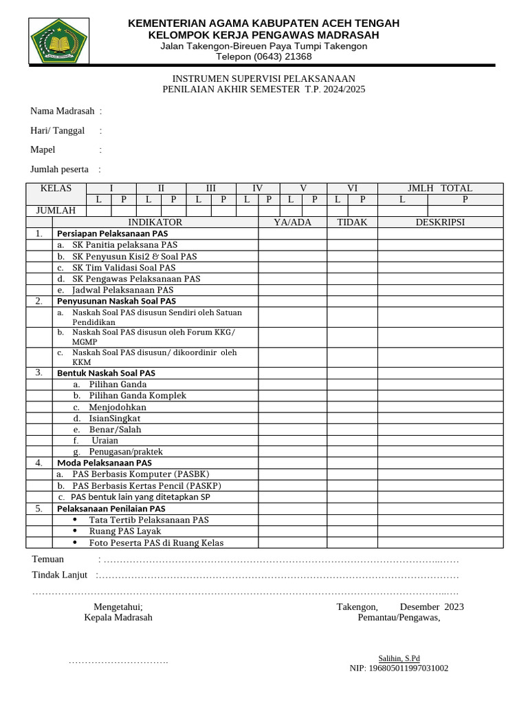 Instrumen Pas 2024 | PDF