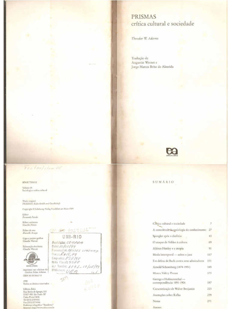 Theodor Adorno - Aldous Huxley e A Utopia | PDF
