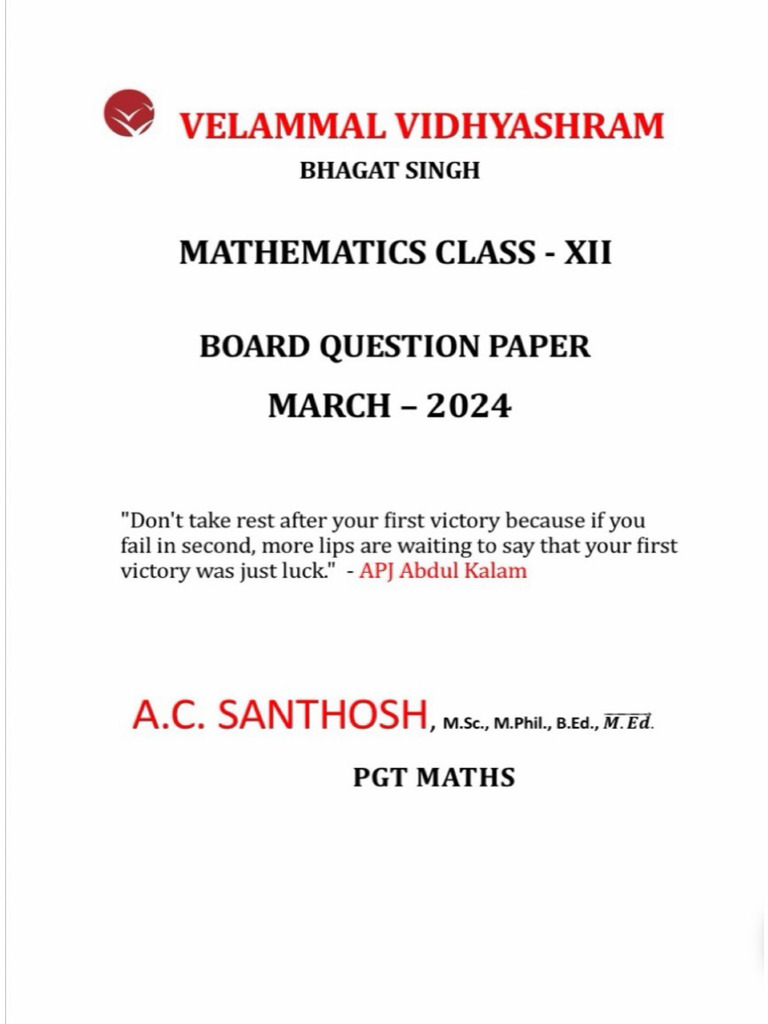Maths Class 12 Question Paper 2024 - 3 | PDF