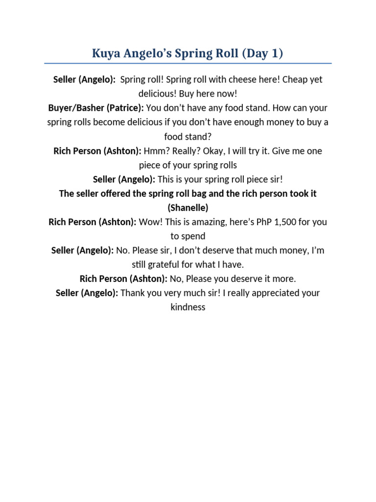 Group Lightshine Kuya Angelo's Spring Rolls | PDF