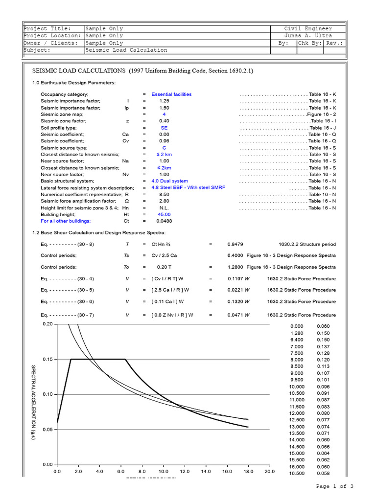 Ilide - Info Seismic Load Calculation NSCP 2010 Amp Ubc 1997 PR | PDF ...