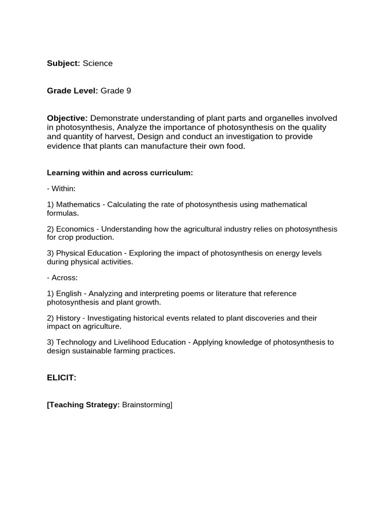lesson_plan | PDF | Photosynthesis | Plants