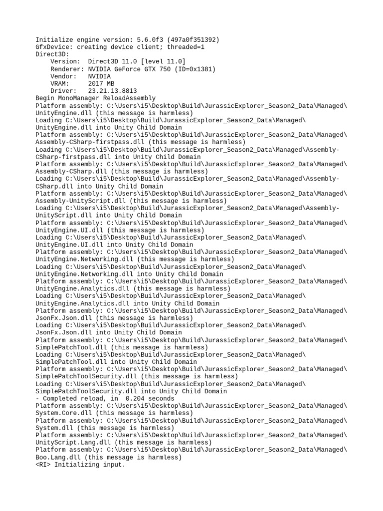 Output Log | PDF | Filename | Unity (Game Engine)