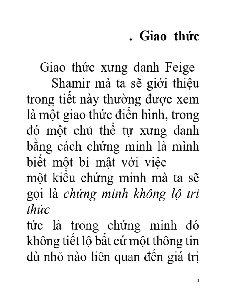 BG ChVII Bài 2. Giao Thức Feige-Fiat-Shamir. | PDF