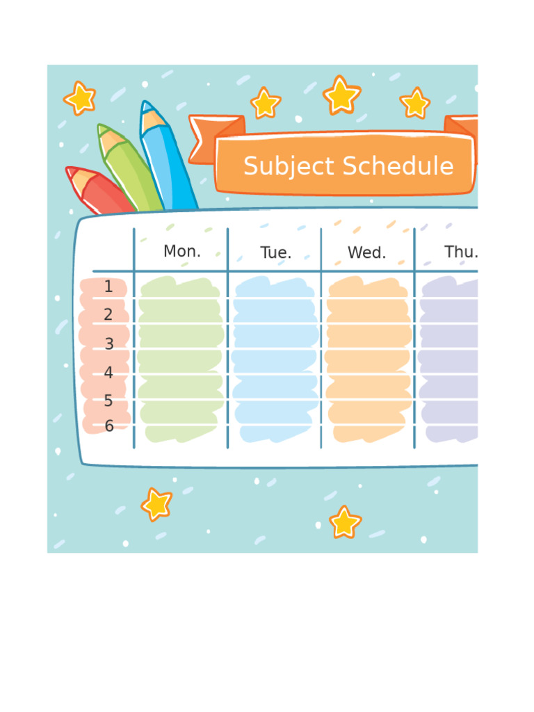 Weekly Subject Schedule Overview | PDF