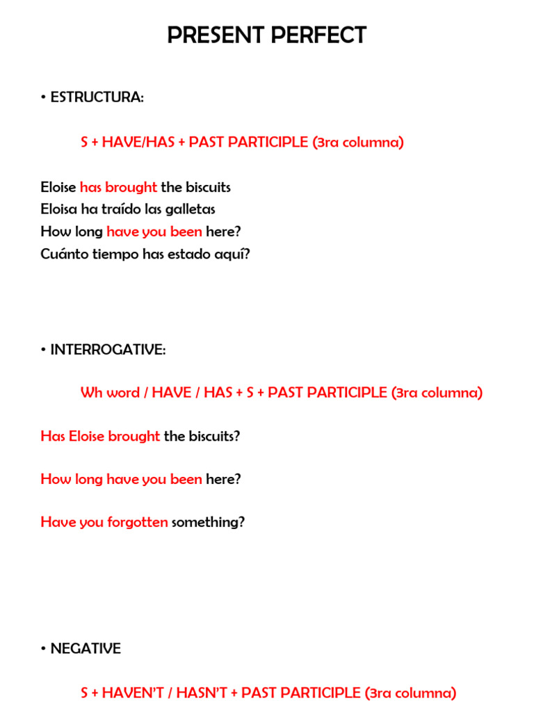 PAST PRESENT PERFECT pdf | PDF | Grammar | Language Mechanics