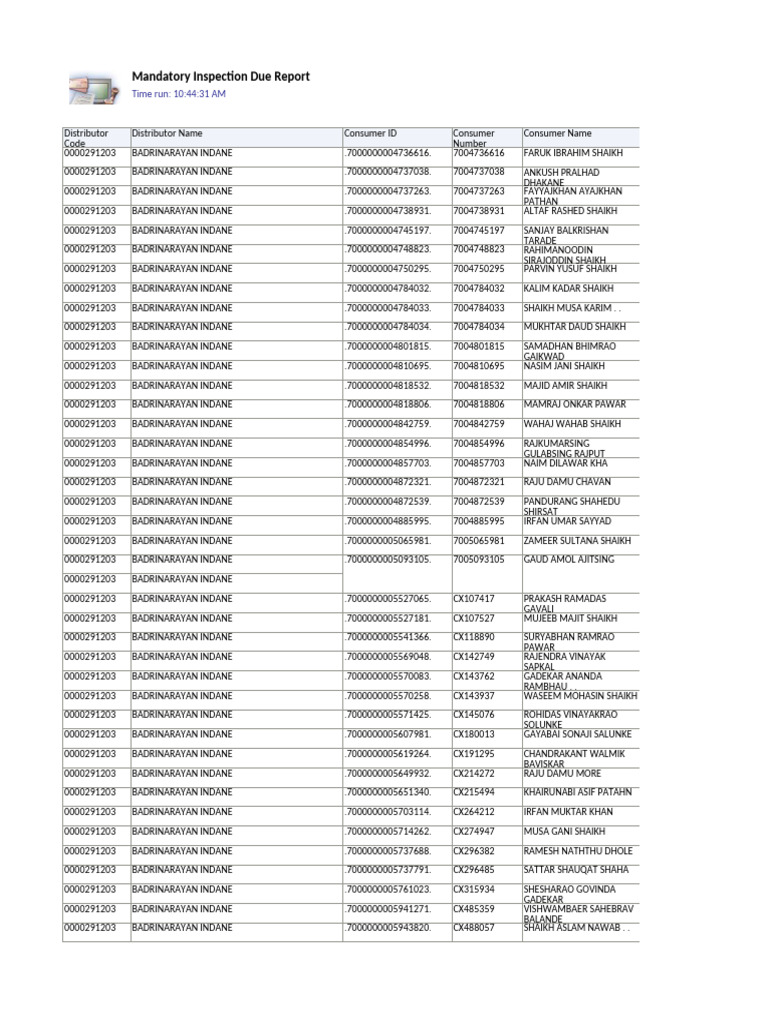 Mandatory Inspection Due Report (3) | PDF
