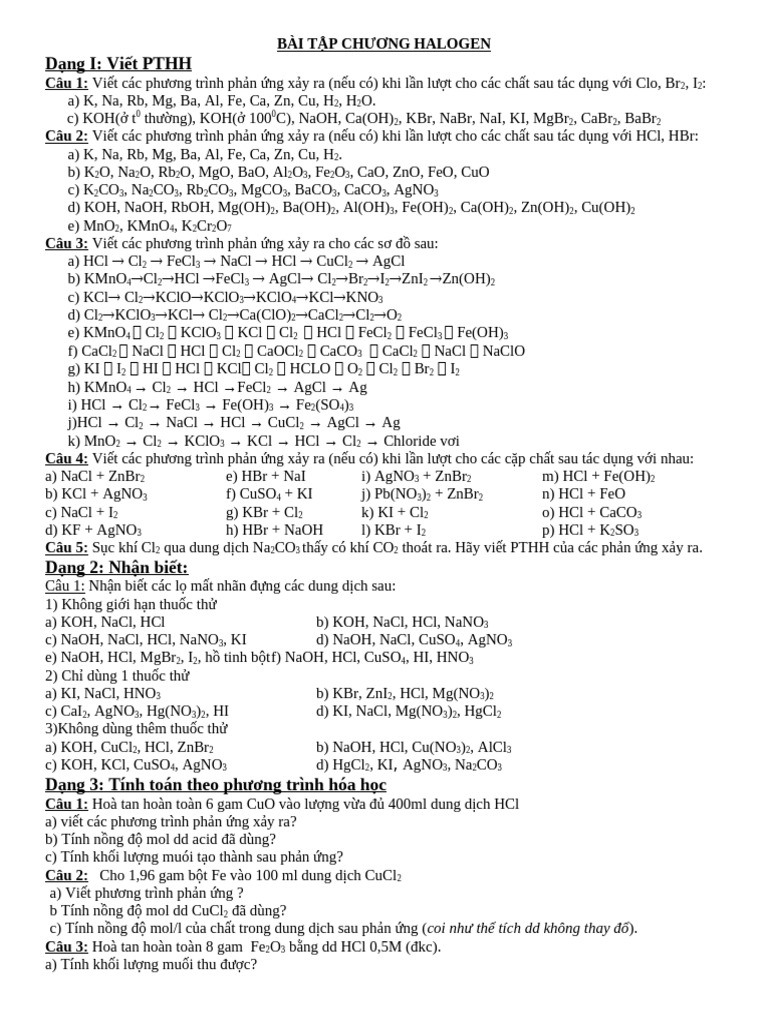 Bai Tap Nhom Halogen | PDF