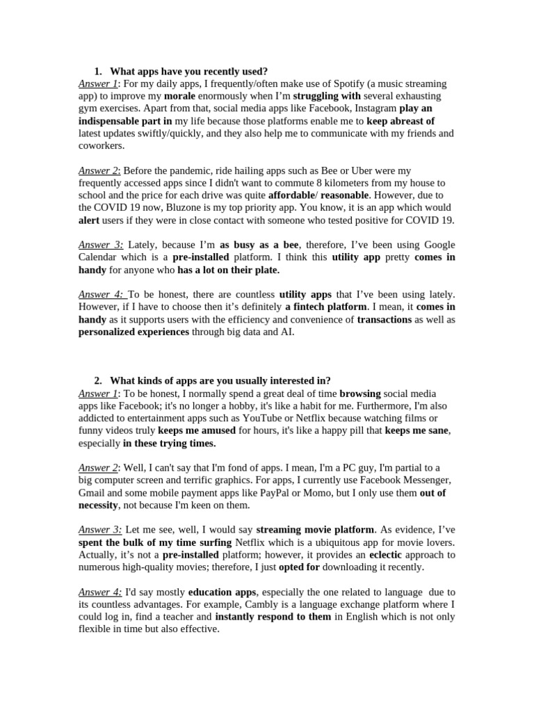 Apps IELTS Speaking Task 1 Sample | PDF | Mobile App | Facebook