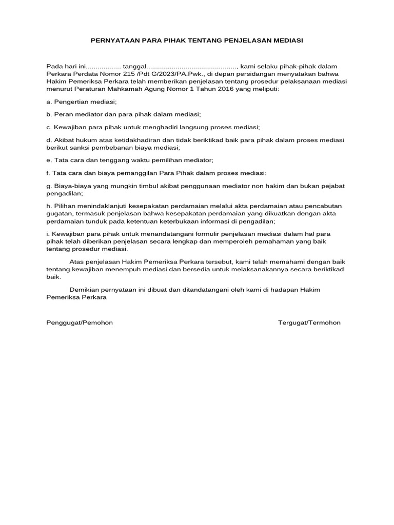 Surat Mediasi 1 - WPS Office | PDF