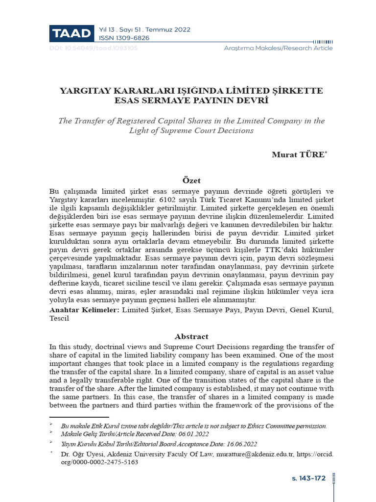 Makale Limited Şirket Devir | PDF