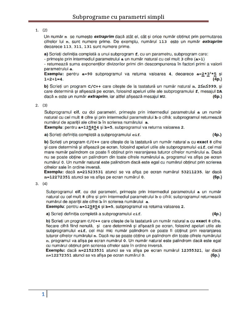 Subprograme cu Parametri Simpli | PDF
